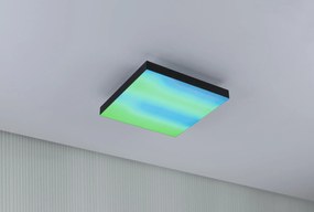 Paulmann 79907 Velora, černý subtilní stropní LED panel Rainbow dynamic RGBW, 13,2W LED 3000-6500K, 29x29cm, dálkové ovládání