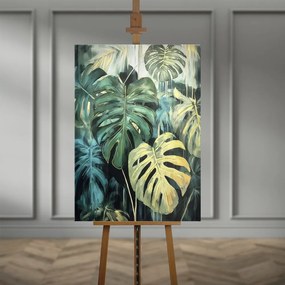 Obraz s ručně malovanými prvky 70x100 cm Monstera – Styler