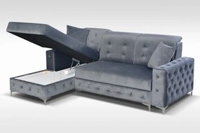 Rozkládací rohová sedačka VERSAGE MINI levý roh modrá