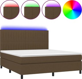 Box spring postel s matrací a LED tmavě hnědá 180x200 cm textil 3135056