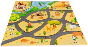 Dětské pěnové puzzle 93,5x93,5cm, hrací deka, podložka na zem Safari, 9 dílů, ECO Toys