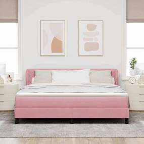 Postel s boxspringem s čelo Růžová 180 x 200 cm samet 3340351