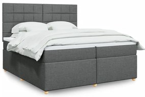 Box spring postel s matrací tmavě šedá 200x200 cm textil 3293688