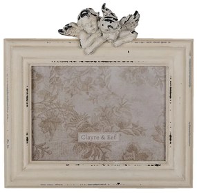Bílý dřevěný fotorámeček a andílkem – 18x13 cm