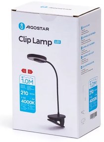 Aigostar -LED Stmívatelná nabíjecí stolní lampa s klipem LED/3W/5V 1800mAh černá