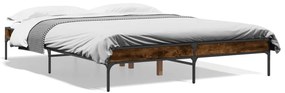 Rám postele kouřový dub 150 x 200 cm kompozitní dřevo a kov - Default Title