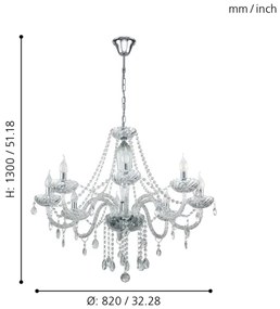 Eglo 39101 - Lustr BASILANO 1 8xE14/40W/230V
