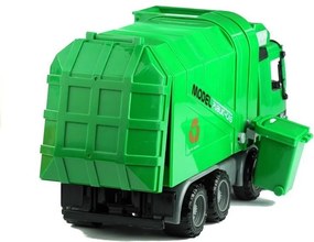 LEAN Toys Velké zelené popelářské auto s otevíracím a připínacím košem