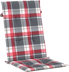 Podušky židle vysoké opěradlo 4 ks červené kárované 120x50x3 cm 314126