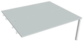 Dvojstůl pracovní řetězící rovný 180×160 cm - Hobis Uni USD 1800 R Dekor stolové desky: šedá, Barva nohou: bílá