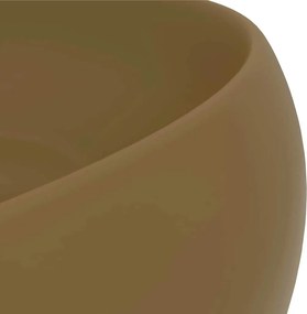 Luxusní umyvadlo kulaté matné krémové 40 x 15 cm keramické 147007