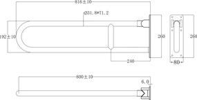 Mereo, Mereo Madlo sklopné, nerez, 80 cm, MER-KD9060