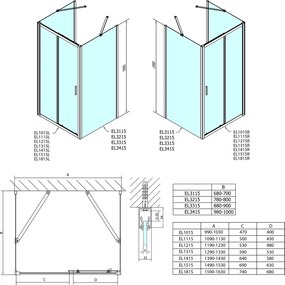 Polysan Polysan, EASY sprchový kout tři stěny 1600x900mm, L/P varianta, čiré sklo, EL1815EL3315EL3315