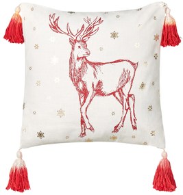 Sada 2 bavlněných polštářů vánoční motiv 45 x 45 cm bílé/červené VALLOTA Beliani