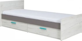 Mdx Postel ROBIN 90 x 200 cm - Dub bílý/šedá Barva rukojetí: Šedá 02