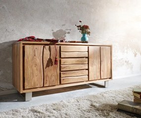 Komoda Live Edge 147 cm akácie přírodní 3 zásuvky 2 dvířka