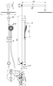 Deante Concealed shower set, with sliding bar - with shower head
