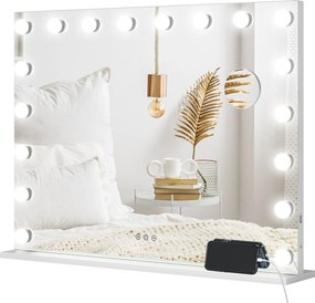 HOMCOM Hollywood Mirror s 18 LED diodami Make-up Mirror 80x60 cm Toaletní zrcadlo se 3 barvami světla, nastavitelný jas
