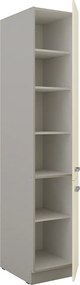 KARMEN | vysoká skříňka 40 DK-210 2F potravinová s policemi | 40 cm | světle šedá/krémová lesk