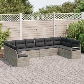 Set pohovek 10 ks Světle šedá polyratan 3346562