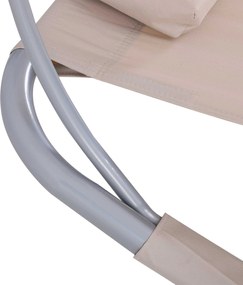 Outsunny Dvoumístné Zahradní Lehátko Moderní Design Nastavitelná Střecha 2 Kola 2 Polštáře Epoxidová Ocel Polyester Písek | Aosom