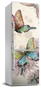 Wallmuralia Nálepka fototapeta lednička Barevní motýli 60x180 cm