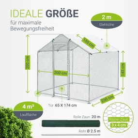 Juskys Venkovní výběh pro slepice HLS25T Velikost: 3 × 4 × 2 m