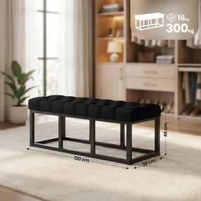 Lavice Amun látka černá konstrukce 120 cm