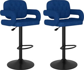 Barové židle 2 ks modré textil 335621