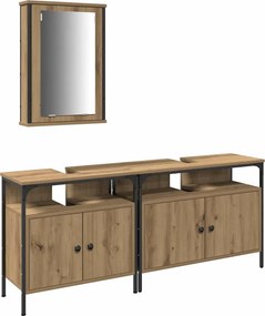 Koupelnové umyvadlové jednotky 3 ks Hnědá 80 x 30 x 60 cm 3334392