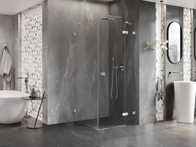 Mexen Lunar, pravostranný výklopný sprchový kout 90 x 90 cm, 8mm čiré sklo, chromový profil, 834-090-090-01-00-P