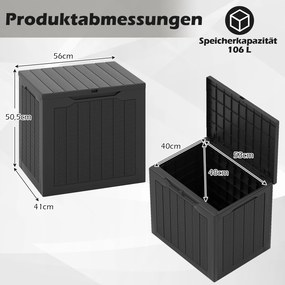 Costway Venkovní úložný box 96 L palubní box s uzamykatelným víkem a černým