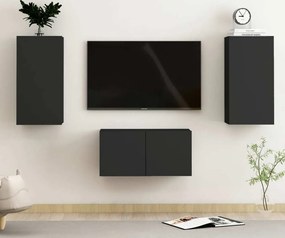 vidaXL 3dílný set TV skříněk dřevotříska [3078657] Barva: Černá