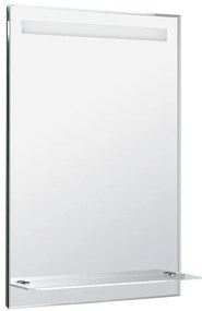 Aqualine, LED podsvícené zrcadlo 60x80cm, skleněná police, knoflíkový vypínač, ATH53