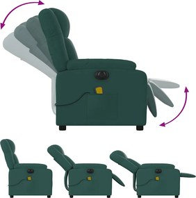 Elektrické masážní polohovací křeslo tmavě zelené textil 3205196