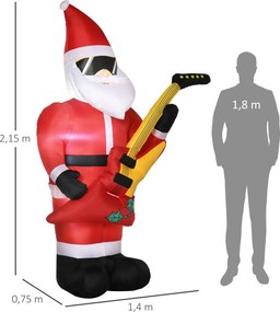 Outsunny Vánoční dekorace Nafukovací Santa Claus venkovní vánoční dekorace, včetně ventilátoru, 140 cm, červená + bílá