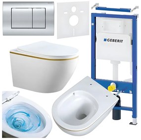 BPS-koupelny Podomítkový modul Geberit DuoFix s WC mísou MU-WH-GL-TR-03 + ovládací tlačítko Delta 30 chrom