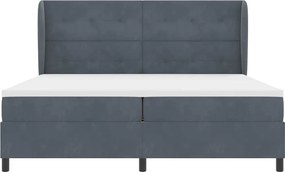 Postel s boxspringem s čelo Tmavě šedá 200 x 200 cm samet 3340947