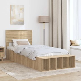 Rám postele s policí Sonoma dub 75 x 190 cm Kompozitní dřevo 3408419