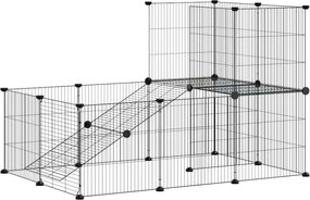 20panelová ohrádka pro zvířata s dvířky černá 105 x 70 x 70 cm ocel 3114061