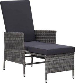 Polohovatelné zahradní křeslo s poduškami polyratan šedé 310230