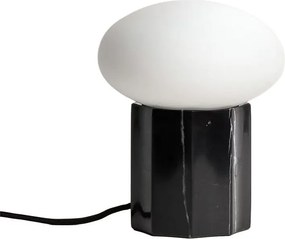 Bílá/černá kovová stolní lampa se skleněným stínidlem (výška 20 cm) Idela – Kave Home