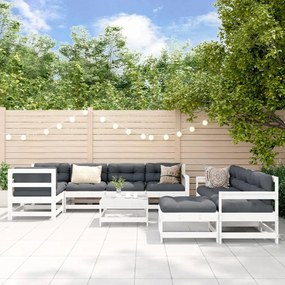 vidaXL 10dílná zahradní sedací souprava poduškami černá masivní dřevo [3186091] Barva: Bílá borovice