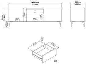 Tvilum TV stolek Bertil 202 dub catania/černý mat