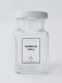 Samolepka na kořenky BARBECUE CHILLI průhledná 3 × 4 cm tučné písmo