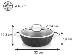 TESCOMA pánev hluboká PRESIDENT Stone s poklicí ø 24 cm , 24 cm