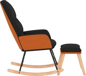 Houpací křeslo se stoličkou černé textil 3097406