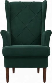 relaxační křeslo, ušák, odpočinkové, dřevo/kov/samet, 102x78x66 cm, nohy tmavé/tmavě zelená, Dekorino KR20260072
