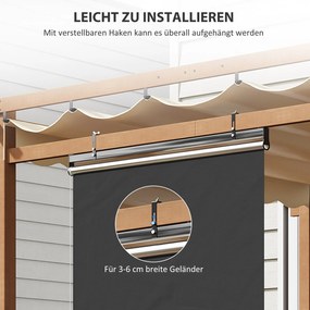 Vertikální markýza Outsunny, 124 x 222 cm, balkónová zástěna s ochranou proti slunci, balkónová roleta s háčky, zástěna pro altán, polyester | Aosom