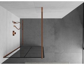Mexen Kioto sprchová zástěna 80x200 cm 8 mm, profil růžové zlato, sklo černý vzor 1, 800-080-101-60-77